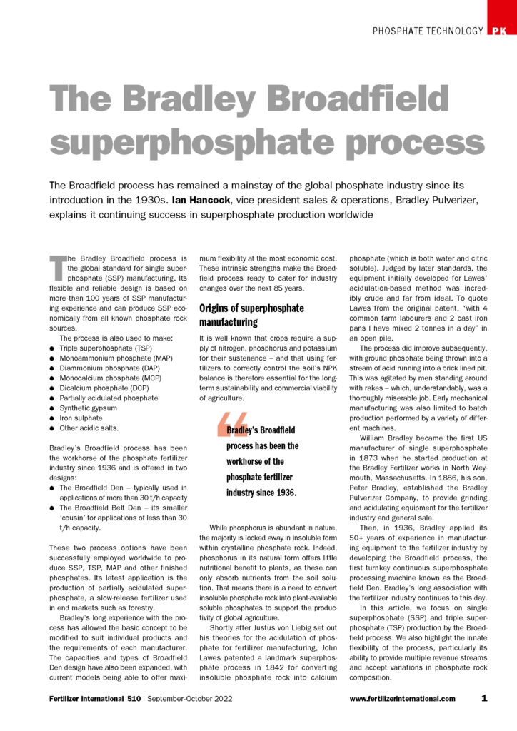 Article: Bradley Broadfield Superphosphate Process - Bradley Pulverizer